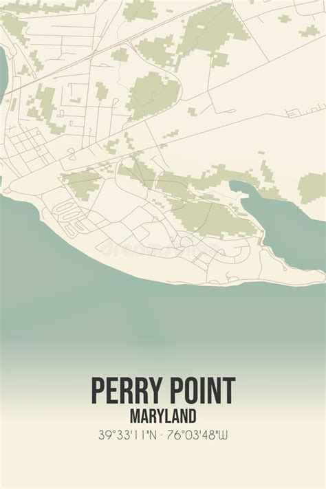 Retro Us Map Of Perry Point Maryland Vintage Street Map Stock