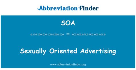 คำจำกัดความของ Soa ทางเพศเน้นโฆษณา Sexually Oriented Advertising