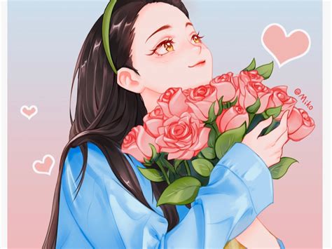 刘亦菲捧花头像 咪蔻 站酷zcool