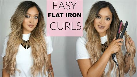 How To Easy Flat Iron Curls With Extensions Youtube