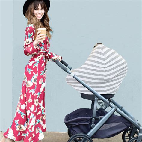 Itzy Ritzy Mom Boss 4 In 1 Multi Use Cover Heather Gray Stripe