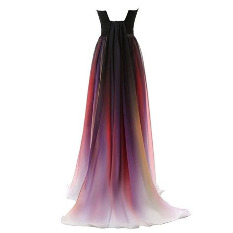 A Line Chiffon Gradient Color Prom Dress Off The Shoulder Ombre Gowns
