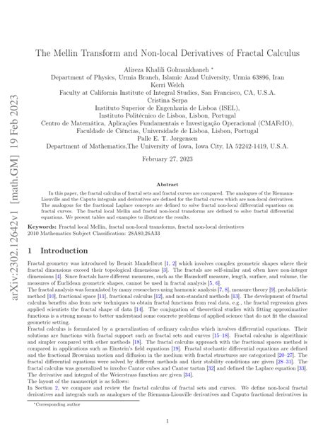 Pdf The Mellin Transform And Non Local Derivatives On Fractal Calculus