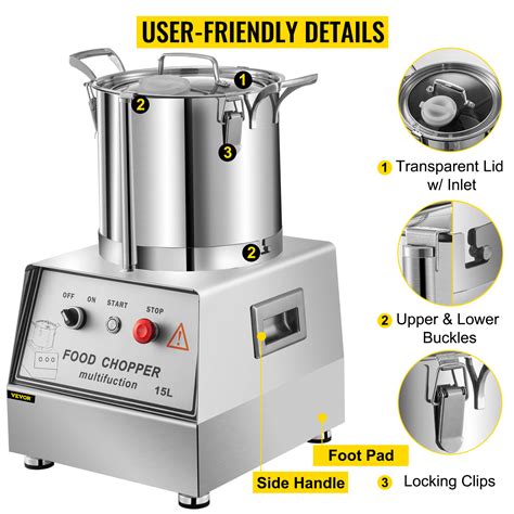 Vevor 110v Commercial Food Processor 15l Stainless Steel Grain Grinder