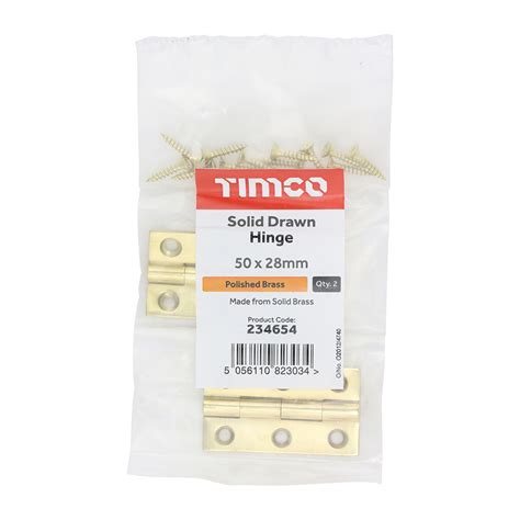 Timco Solid Drawn Hinge Solid Brass Polished Brass