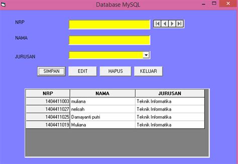 Cara Membuat Data Mahasiswa Dengan Vb 60 Mengconeksikan Dengan Xampp