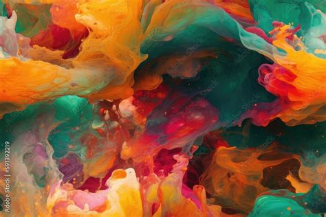 Colorful Exploding Clouds Of Color Underwater Oil Colors Seamless