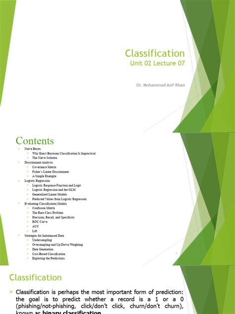 U02lecture07 Classification Pdf Receiver Operating Characteristic Logistic Regression