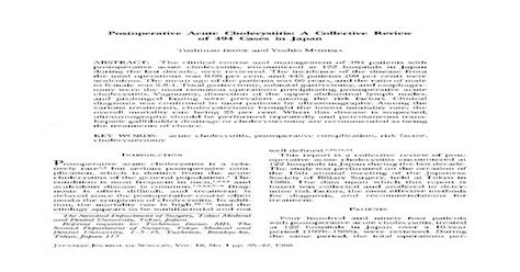 Postoperative Acute Cholecystitis A Collective Review Of 494 Cases In