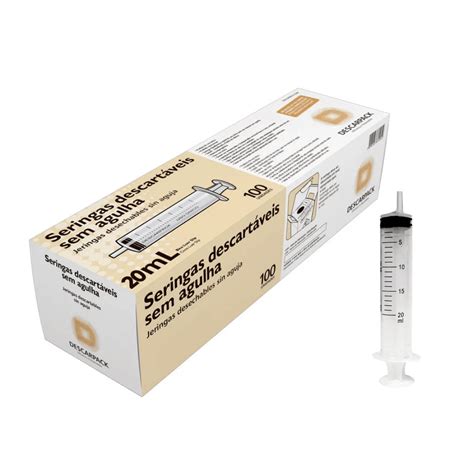 Seringa 20ml Luer Slip Sem Agulha Cx C 100un Descarpack