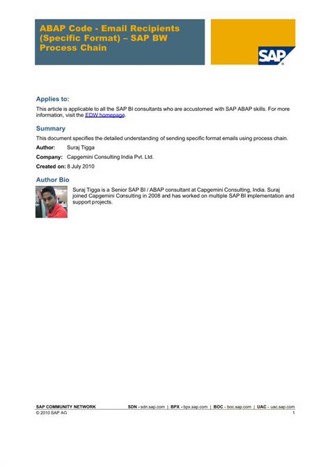 PDF ABAP Code Email Recipients Specific Format SAP BW Process