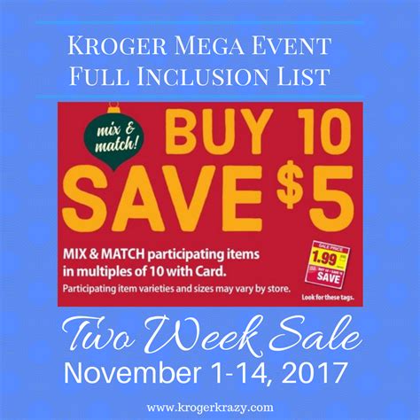 Kroger Mega Event Buy Save Full Inclusion List Week Sale Kroger Krazy