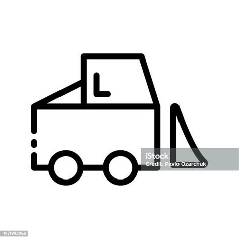 Ilustración De Icono De Línea De Bulldozer Construcción Constructor