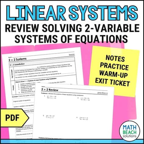 2x2 Systems Of Linear Equations Review Notes Practice Video