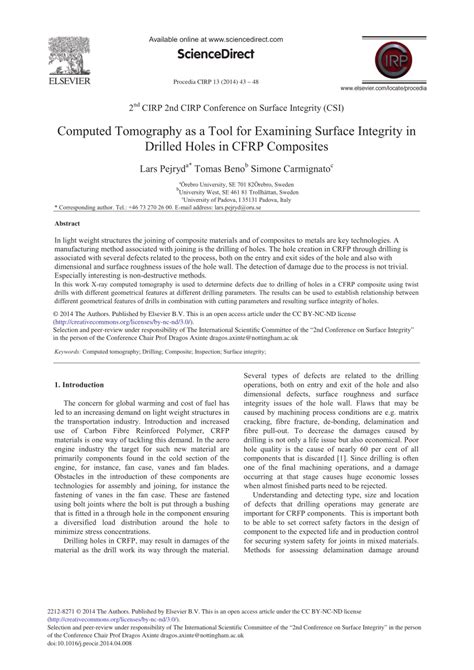Pdf Computed Tomography As A Tool For Examining Surface Integrity In Drilled Holes In Cfrp