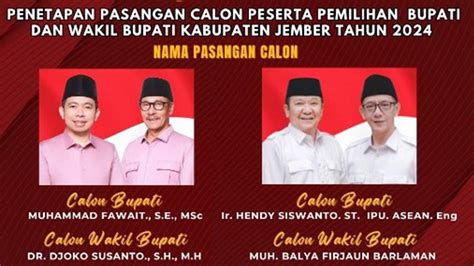 Hasil Real Count Kpu Pilkada Jember 2024 Perolehan Suara Fawait Djoko Ungguli Hendy Balya