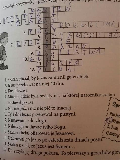 Rozwiąż krzyżówkę i przeczytaj czym stała się pustynia dla Jezusa Szatan chciał by Jezus
