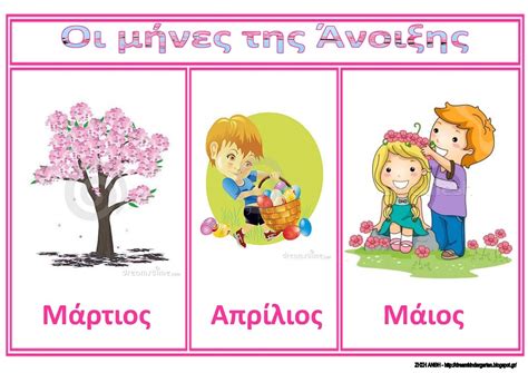 Ζήση Ανθή Εποπτικό υλικό για την άνοιξη στο νηπιαγωγείο Η Άνοιξη και οι μήνες της λίστες