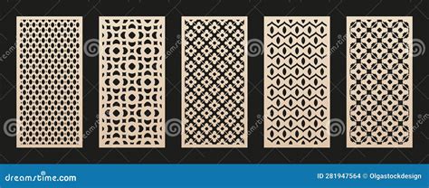 Laser Cut Patterns Set Vector Design With Simple Floral Geometric