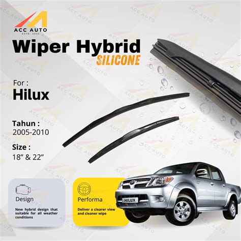 Jual Wiper Frameless Mobil Toyota Hilux Karet Kaca Silicon Hybrid Kipas Kaca Model OEM