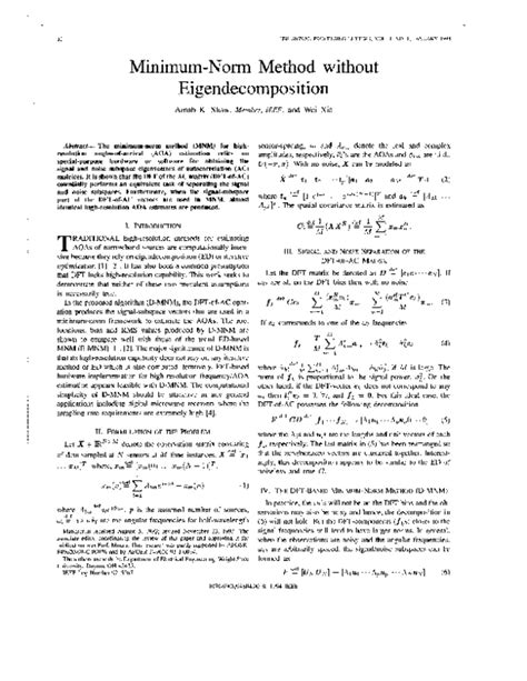 Pdf Minimum Norm Method Without Eigendecomposition