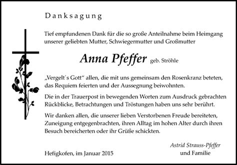 Traueranzeigen Von Anna Pfeffer Schwaebische De Trauerportal
