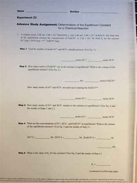 Solved Name Section Experiment Advance Study Assignment Chegg