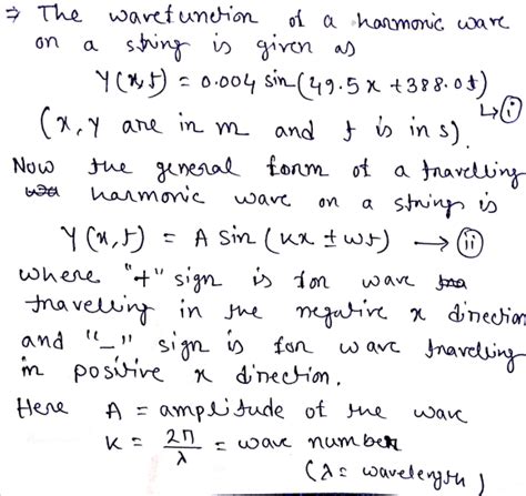 The Wavefunction Of A Harmonic Wave On A String Is Yxt 0004sin49
