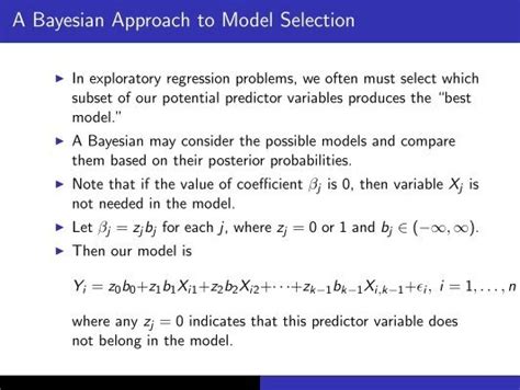 A Bayesian Approach To Model Selection