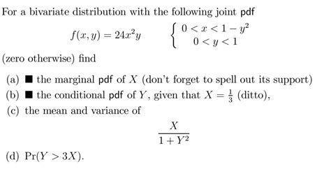 Solved For A Bivariate Distribution With The Following Joint Chegg