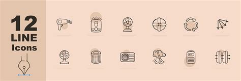 Set Of Ventilation Icons Airflow Fan Exhaust Ventilation System