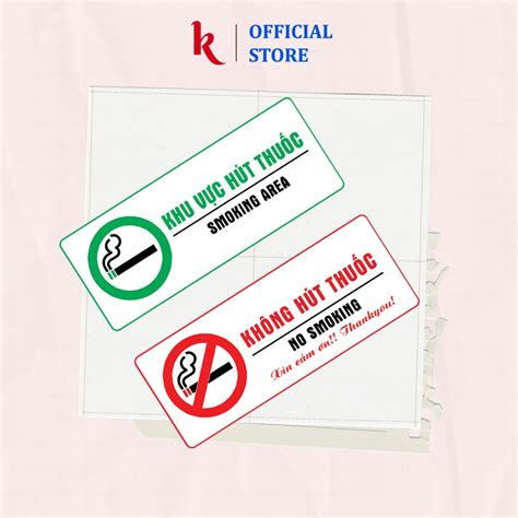 Tem cảnh báo cấm hút thuốc cho văn phòng Công Ty Nơi Công Cộng Sticker Biển Báo Không Hút