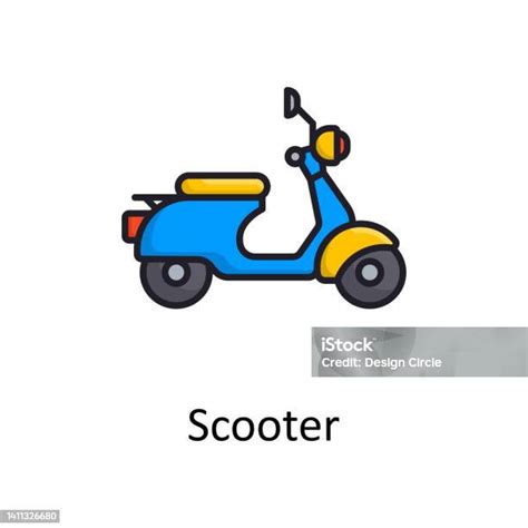Vektor Skuter Diisi Garis Besar Ilustrasi Desain Ikon Simbol Lainlain