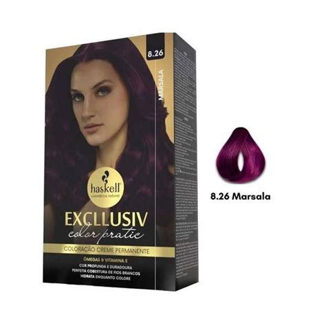 Kit Completo Coloração Excllusiv Haskell 8 26 MARSALA Tinta de