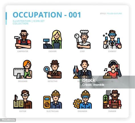 職業圖示集向量圖形及更多工程師圖片 工程師 收銀員 書局 Istock