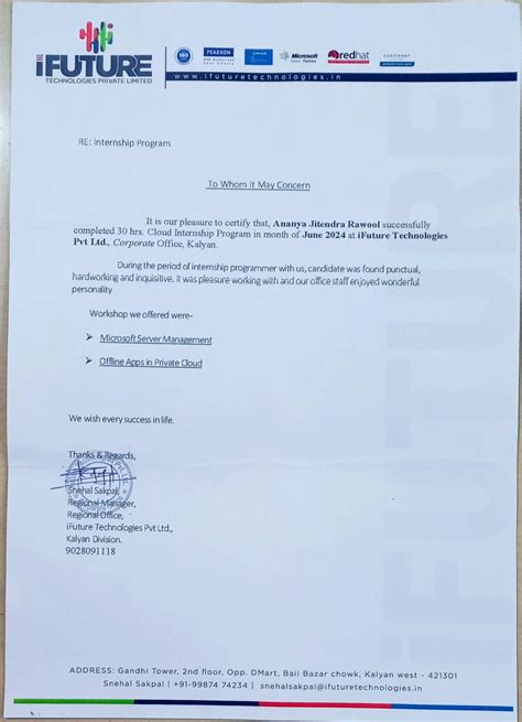 Ananya Rawool On Linkedin Internship Cloudcomputing Ifuturetechnologies