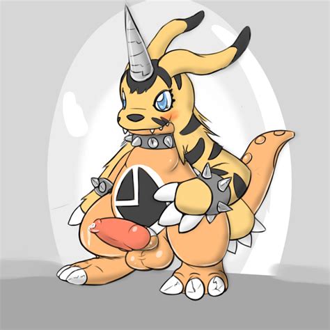 Rule 34 Balls Blue Eyes Claws Collar Digimon Gabumon Horn Male Male