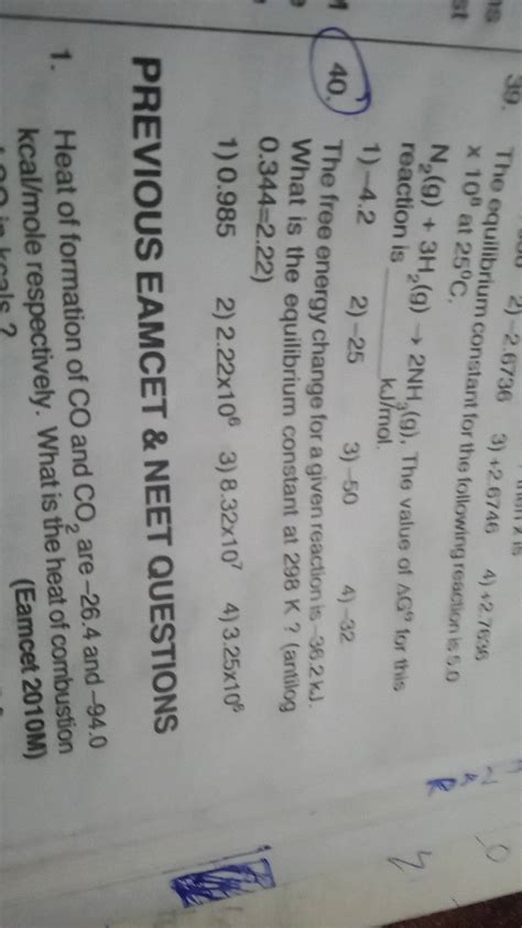 The Equilibrium Constant For The Following Reaction Is 50 ×108 At 25∘c N