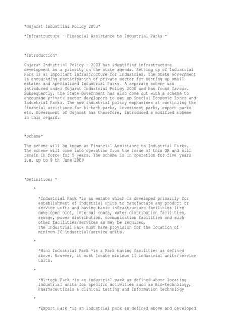 Gujarat Industrial Policy 2003 Pdf Infrastructure Research And Development