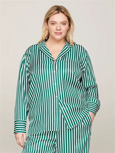 Curve Relaxed Fit Overhemd Met Strepen Groen Tommy Hilfiger
