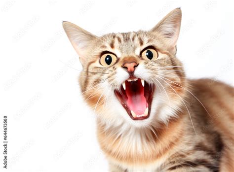 Angry Orange Cat Screaming With Its Mouth Wide Open Angry Kitten