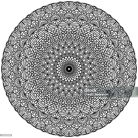 꽃 장식과 색상 벡터 만다라에 대한 민속 스타일의 그림과 그려진 추상 만다라 0명에 대한 스톡 벡터 아트 및 기타 이미지 0명 고풍스런 기하 도형 Istock