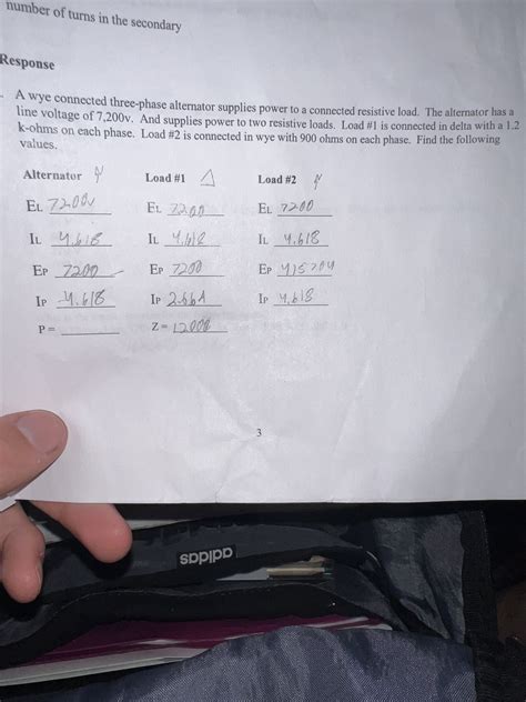 [solved] A Wye Connected Three Phase Alternator Supplies P