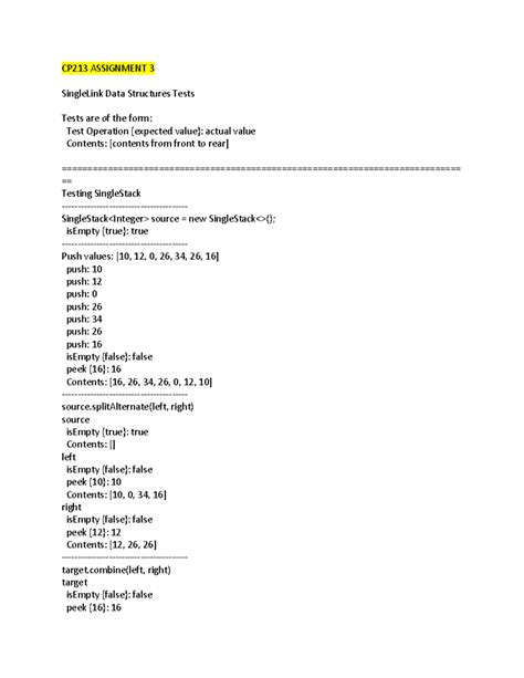 Cp213 A03 Testing Cp213 Assignment 3 Singlelink Data Structures Tests
