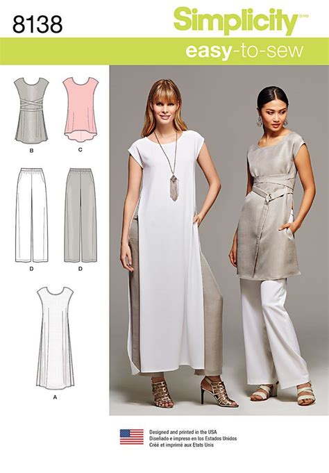 Purchase Simplicity Simplicity Pattern 8138 Misses Easy To Sew Tunics And Pull On Pants And