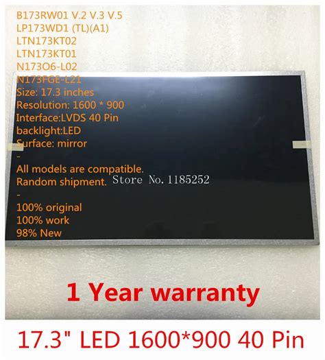 Original LED LCD Lscreen B173RW01 V 3 V 2 V 5 N173O6 L02 Rev C1