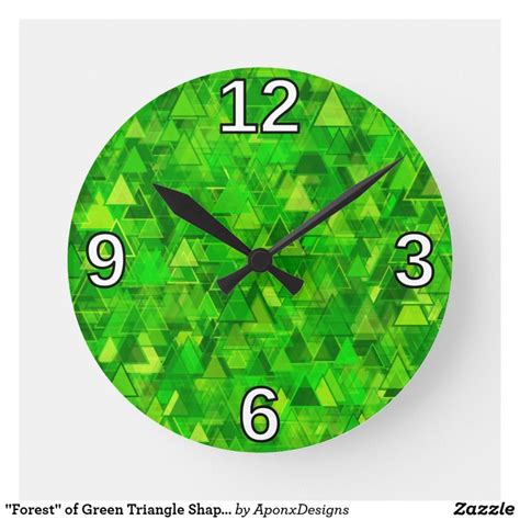 Forest Of Green Triangle Shapes Pattern Clock Green Wall Clocks Green Clocks Green