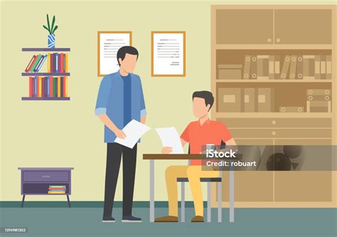 Bos Duduk Di Dokumen Baca Meja Berbicara Dengan Manajer Pebisnis