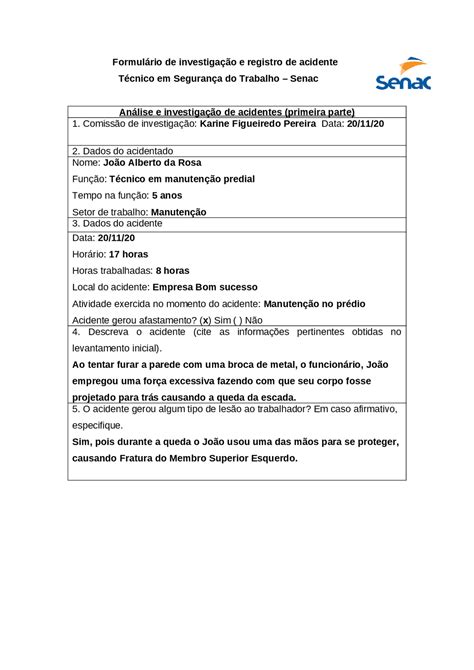 Atividade 1 Uc 5 Tst Senac Trabalhos Segurança Do Trabalho Docsity
