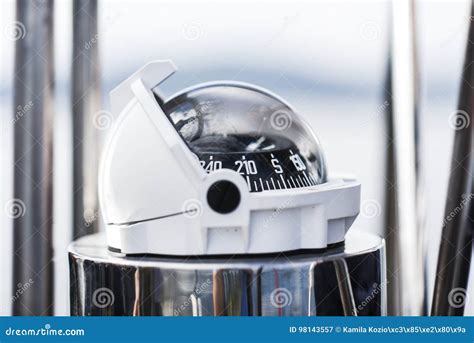 A Compass A Side View From On A Sailing Yacht Stock Image Image Of